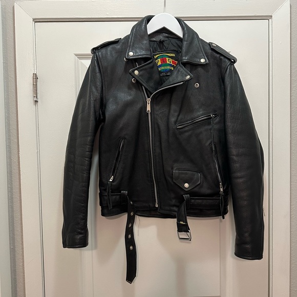 Jackets & Coats | Vintage Genuine Leather Plg Moto Rider Black Jacket ...